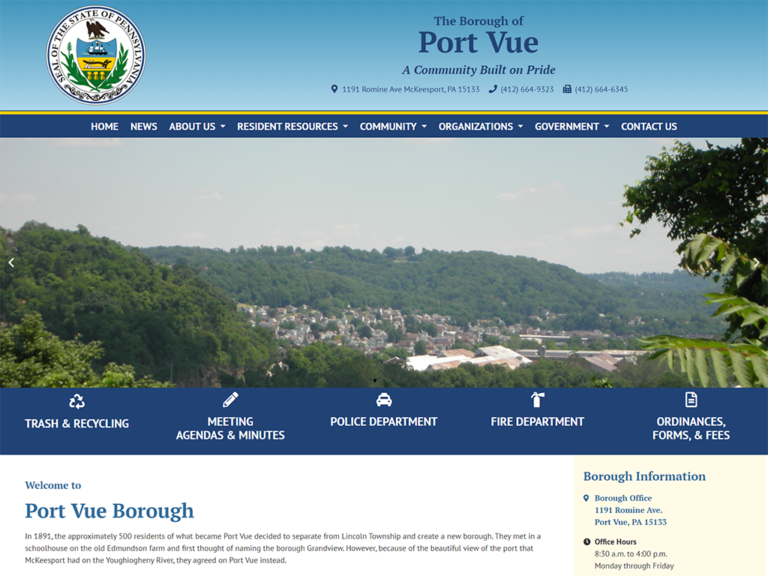 Port Vue Borough Website Redesign | CourseVector